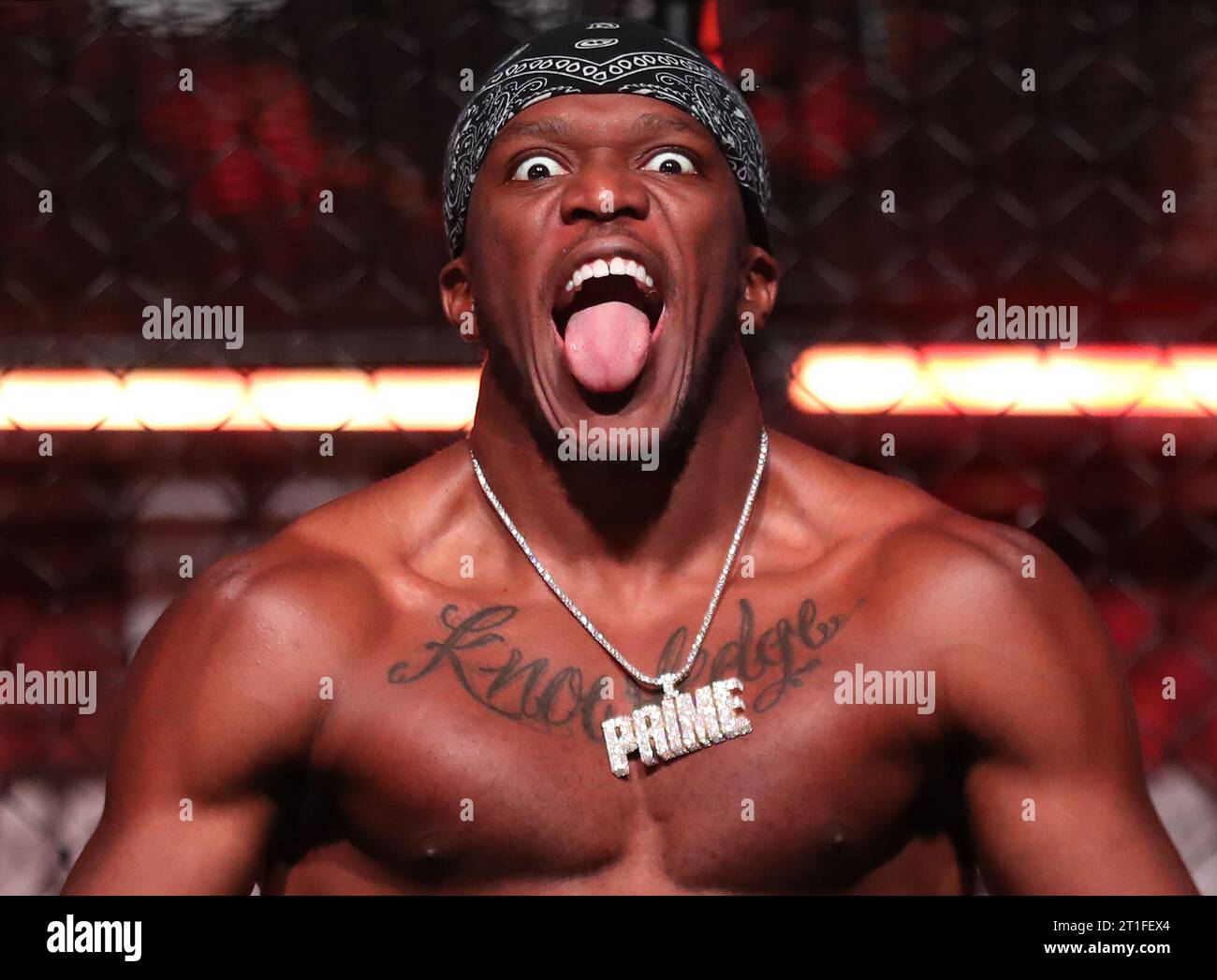 KSI during a weigh-in at the Exchange Hall, Manchester. Picture date ...