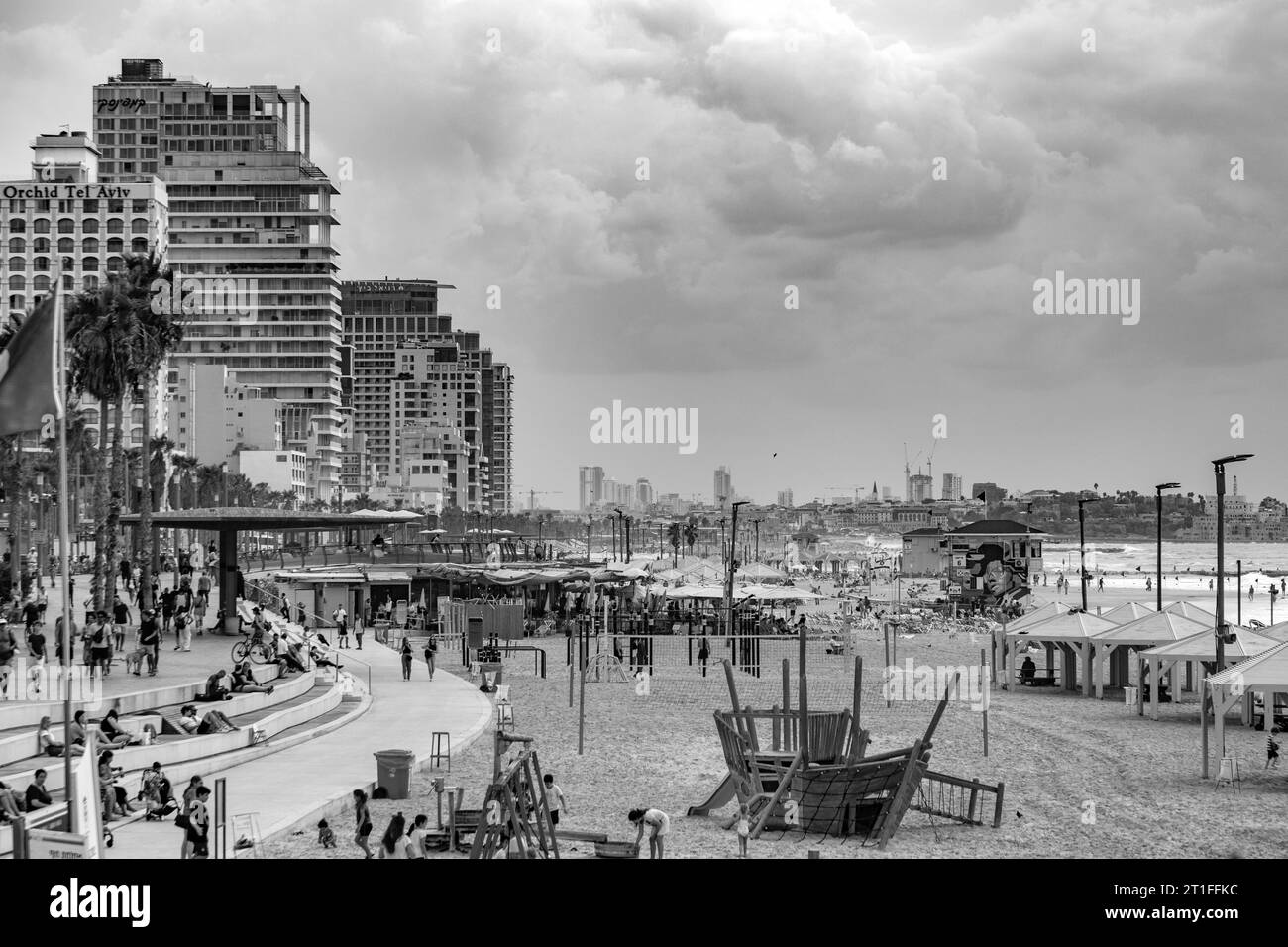 Tel Aviv, Israel - October 2, 2023 - Scenic seascape view from the Tel ...