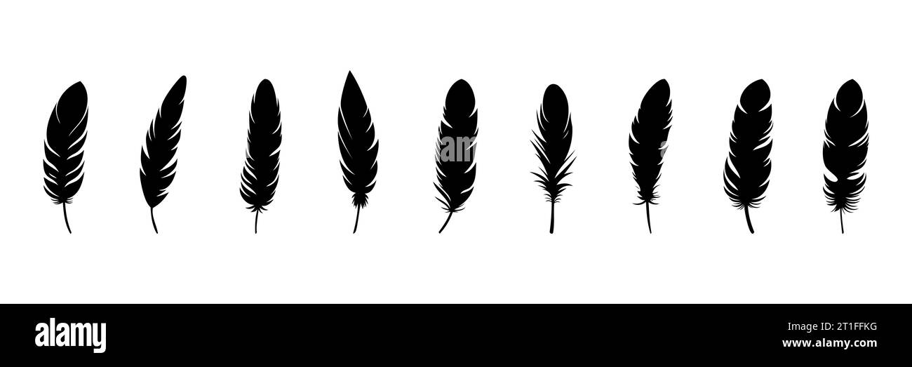 Feather Set icon, logo isolated on white background. Vector ...