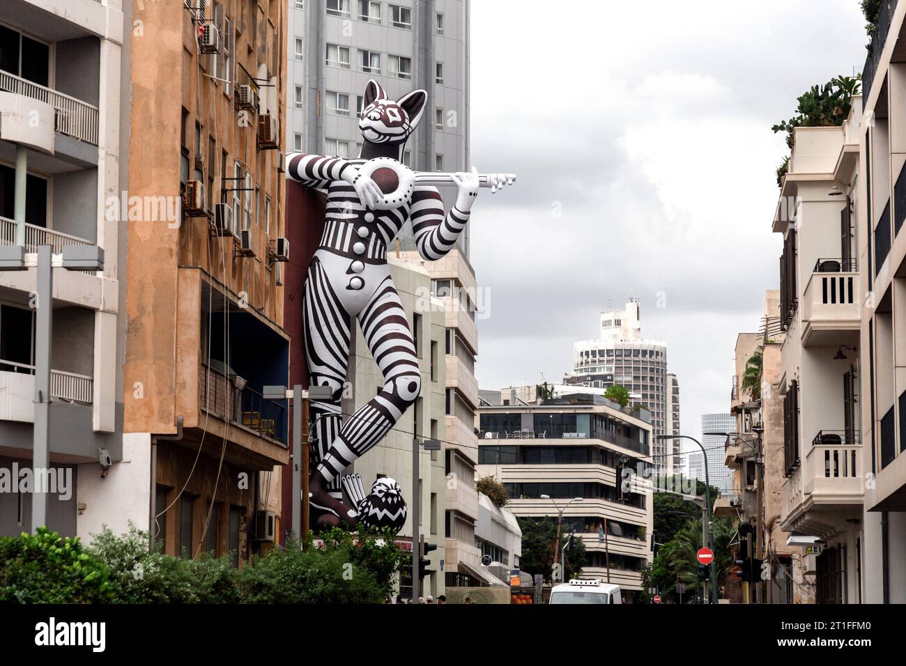 Tel Aviv, Israel - October 4, 2023 - Inflatable statue installed on the ...