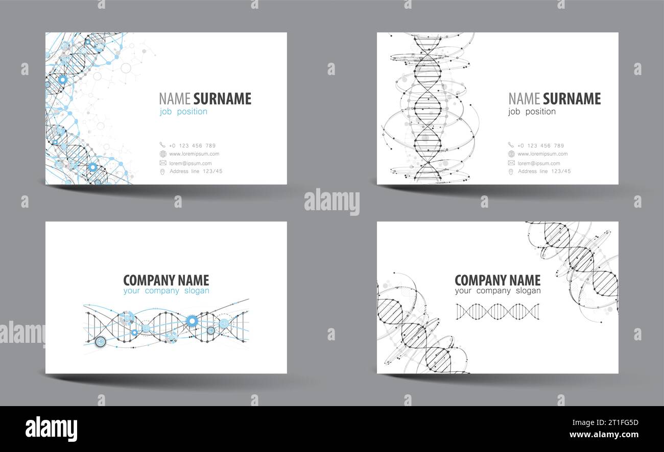 Creative double-sided business card template. DNA theme. Vector Stock ...