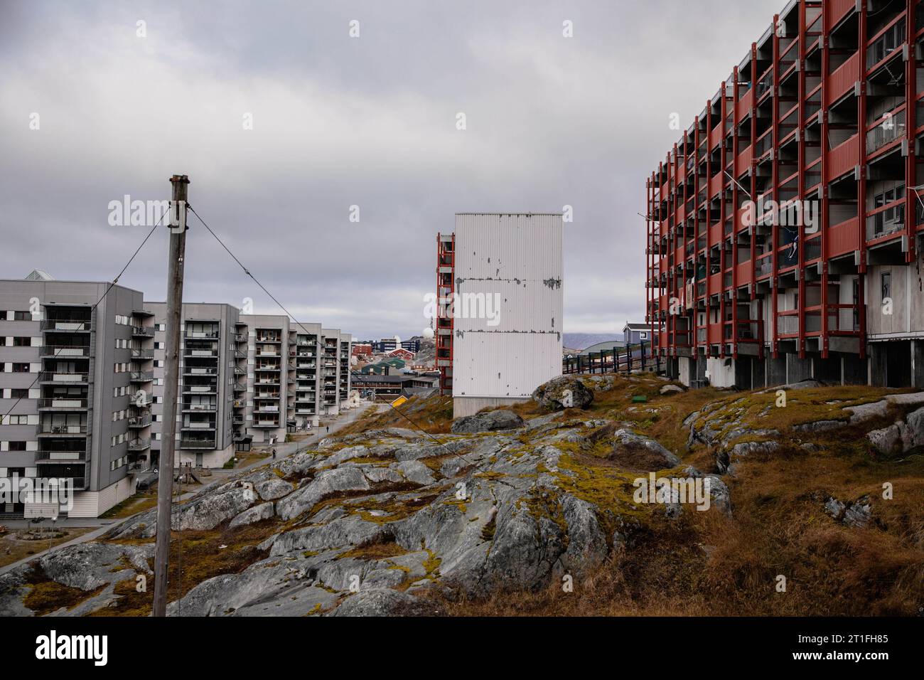 Nuuk, Greenland. 2nd Oct, 2023. Tenement style housing in Nuuk. Only ...