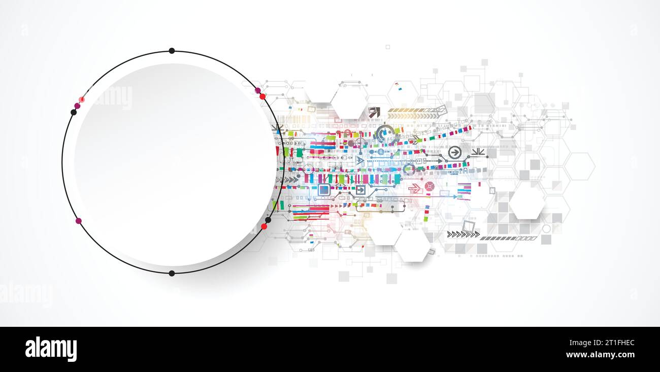 Abstract circle technology concept. Circuit board, high computer color background. Vector ...