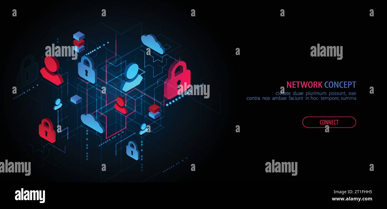 Network Concept. Isometric theme for your business. Vector illustration ...