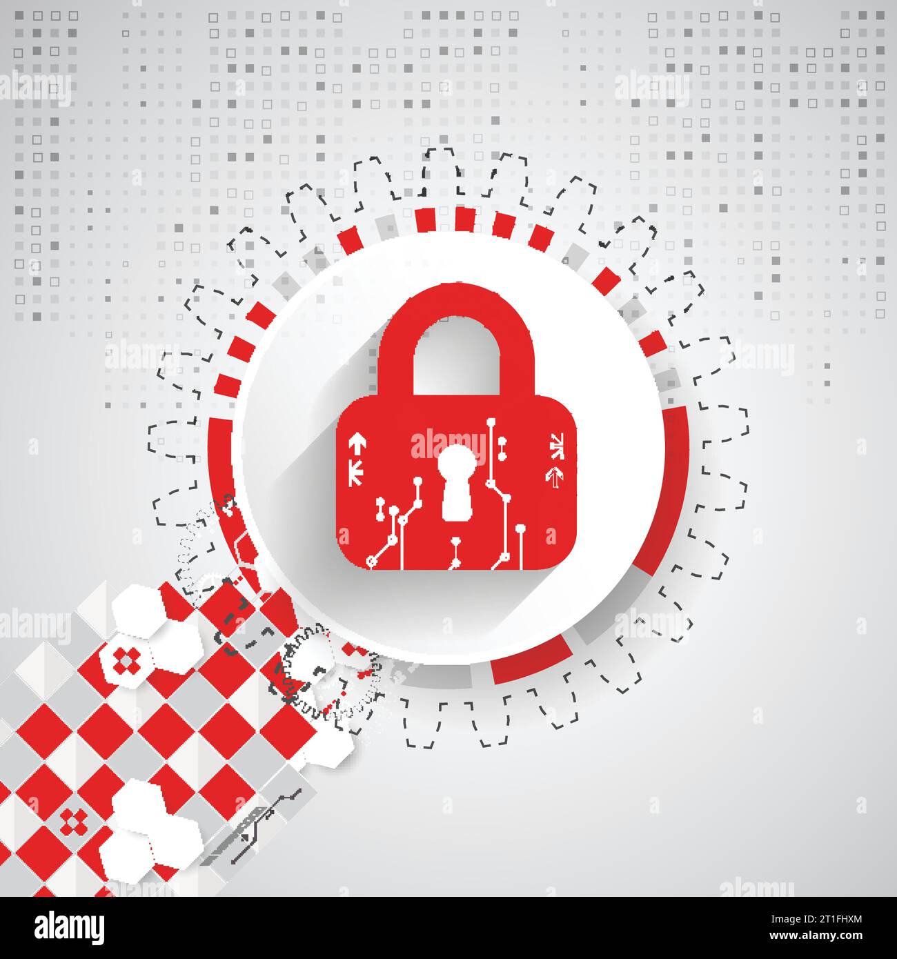 Red protection background. Technology security, encode and decrypt ...