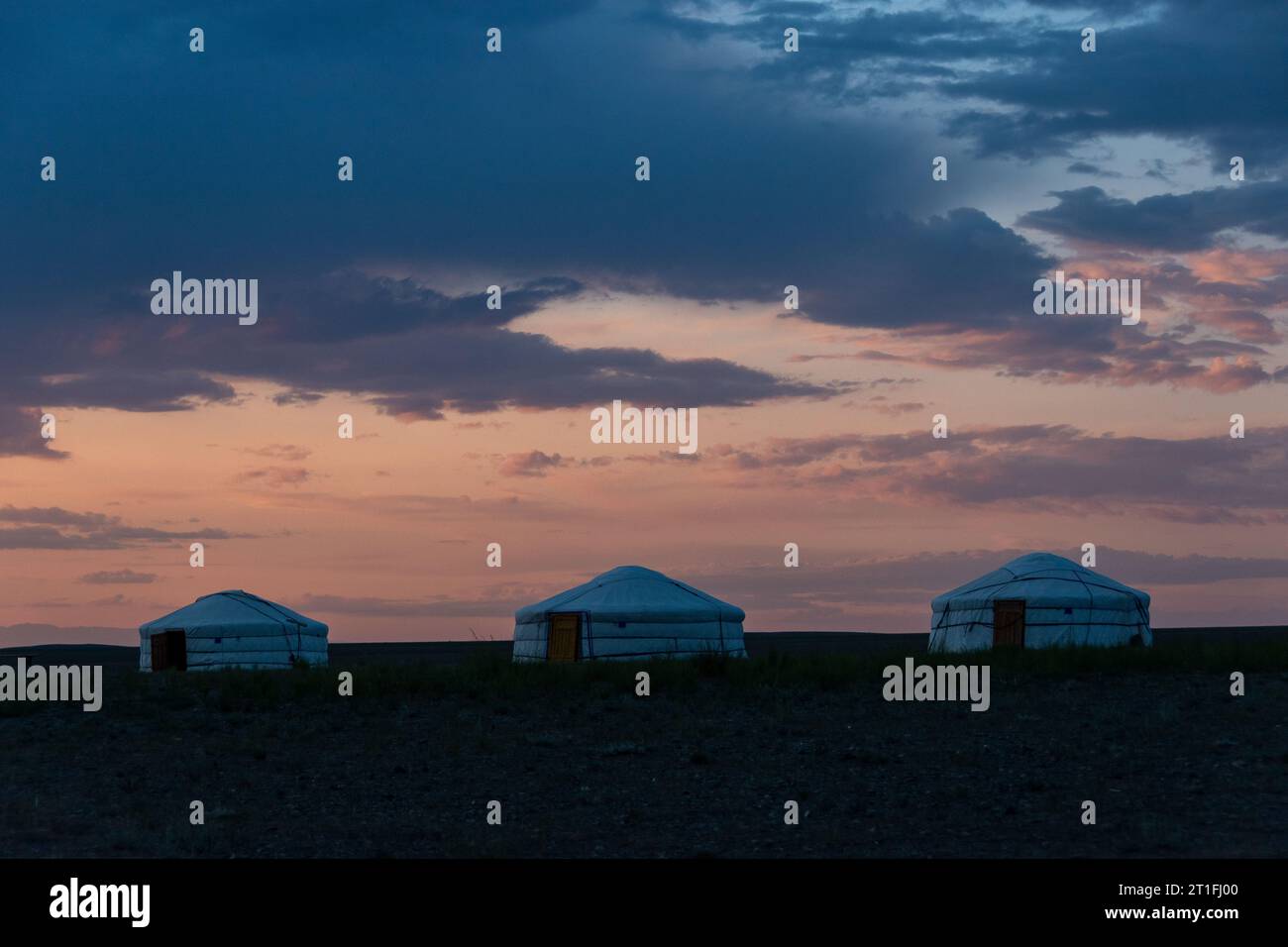 yurt camp in gobi desert, mongolia Stock Photo - Alamy