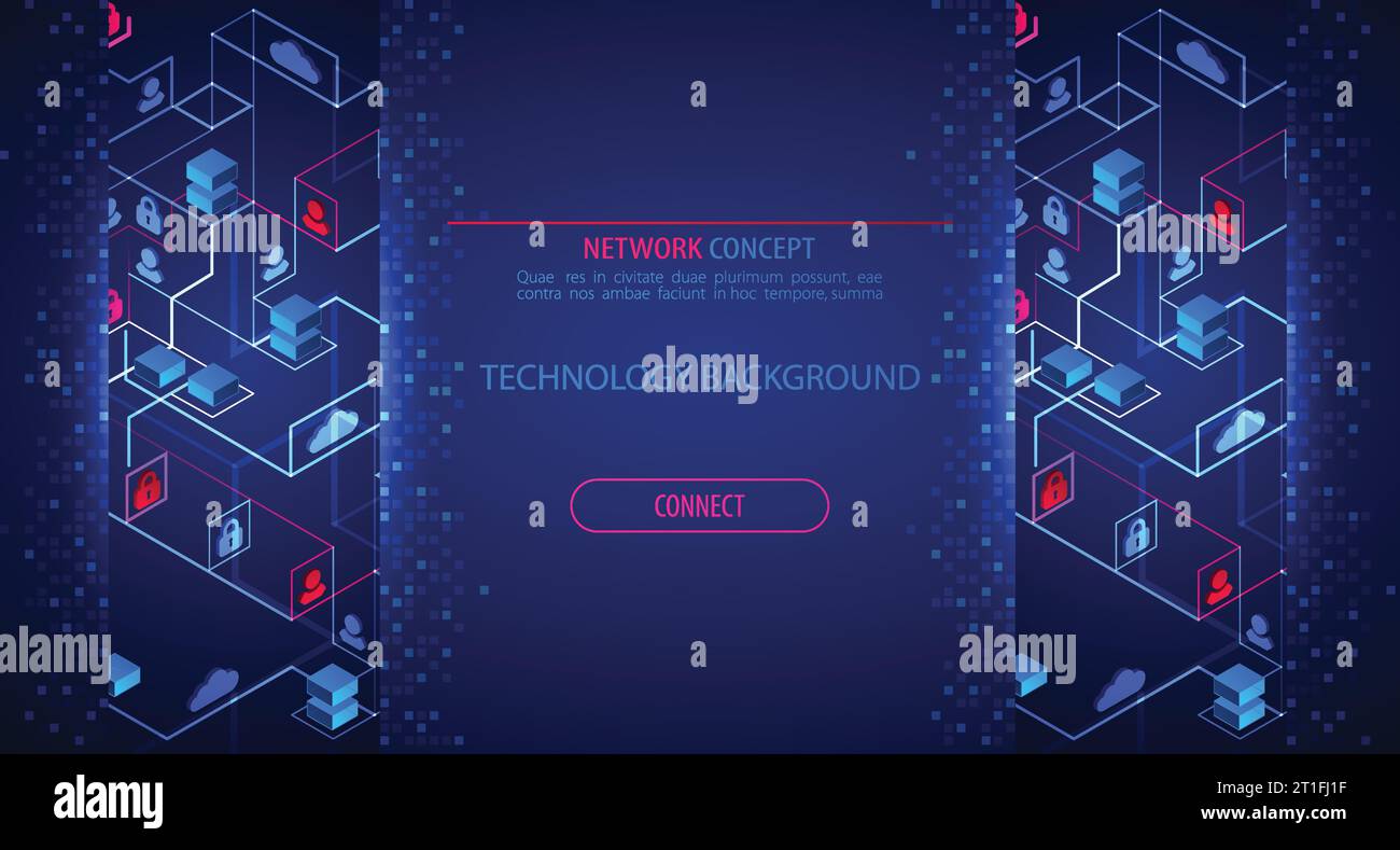 Network Concept. Isometric theme for your business. Vector illustration ...