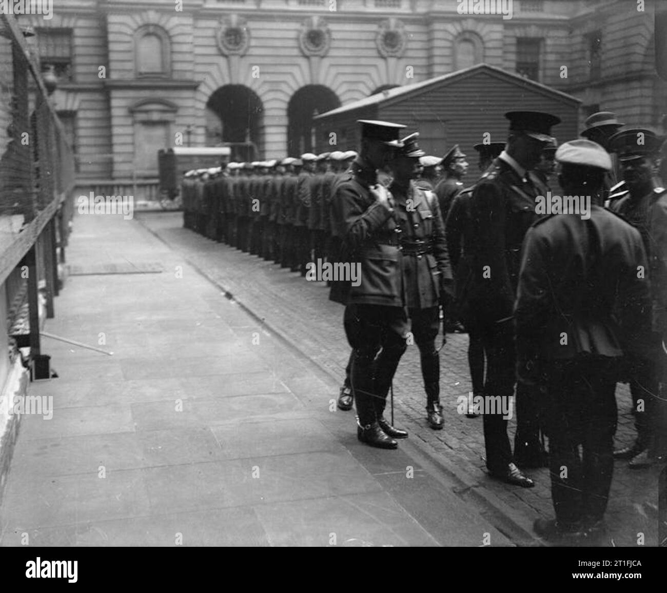 Inspection by Lord Kitchener of Russian officers and men engaged on ...