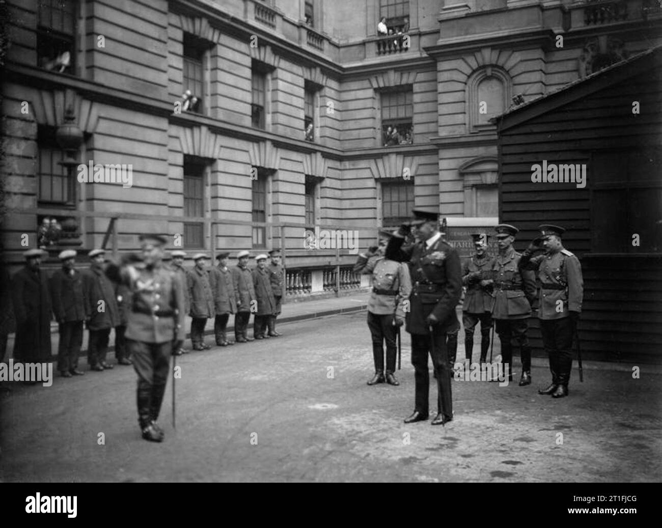 Inspection by Lord Kitchener of Russian officers and men engaged on ...