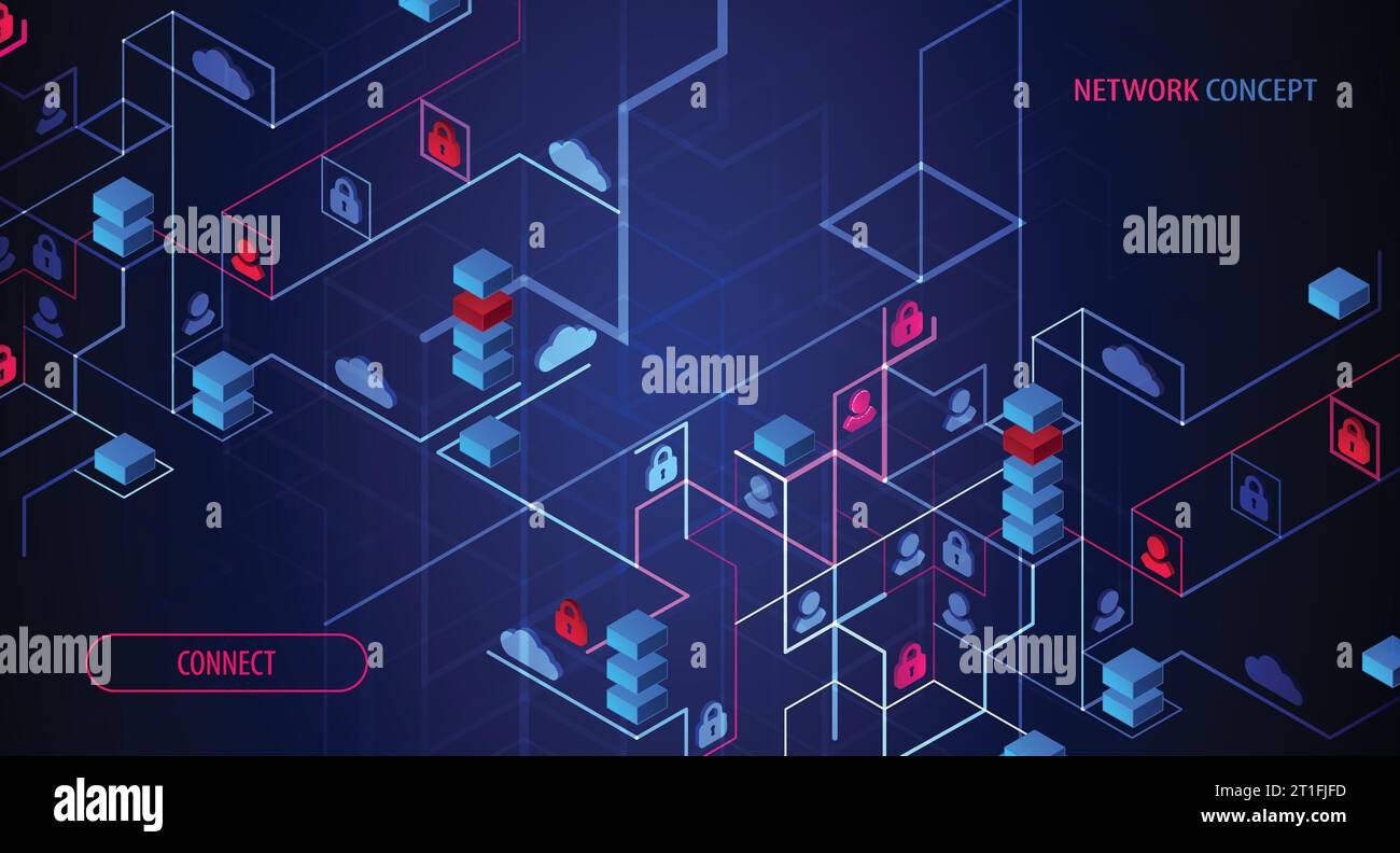 Network Concept. Isometric theme for your business. Vector illustration ...