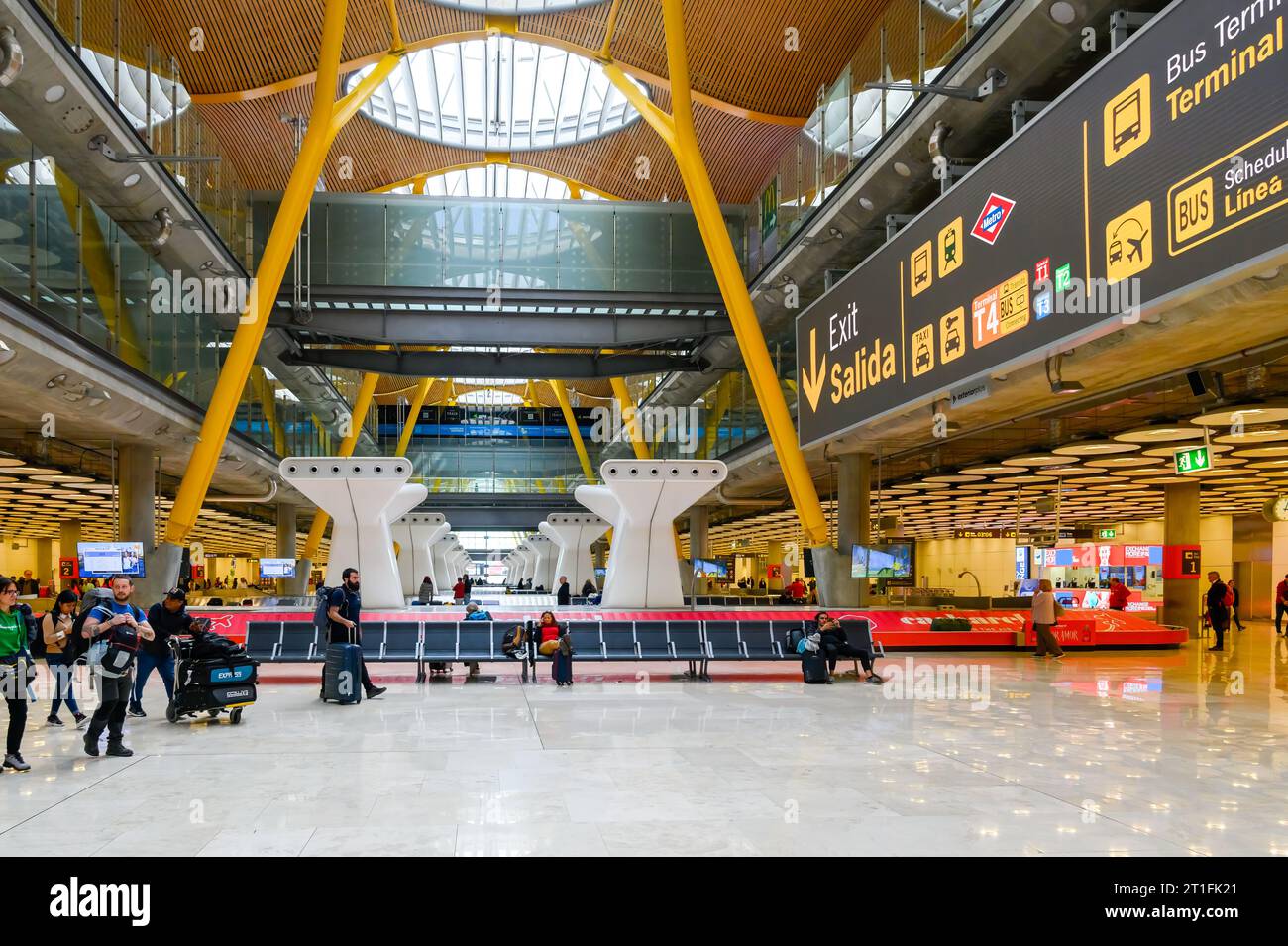 People and passengers walk in a large spacious hall in the ...