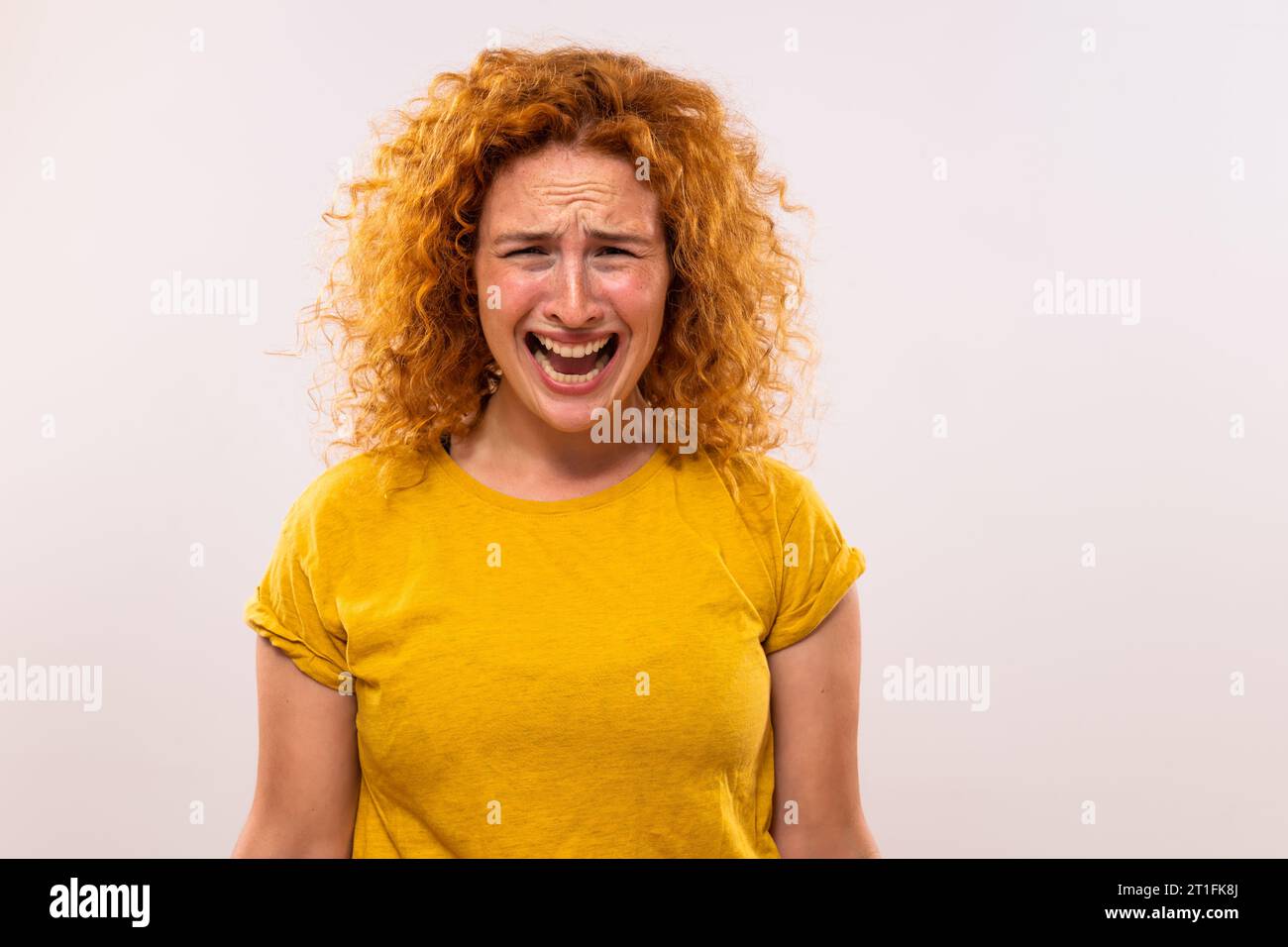 Image of angry ginger woman screaming Stock Photo - Alamy