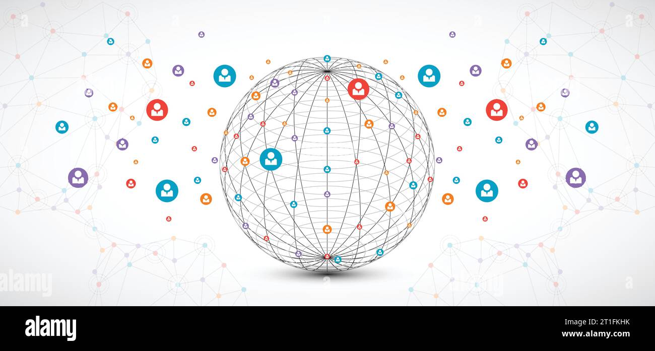 Abstract technology sphere background. Global network concept. Vector ...