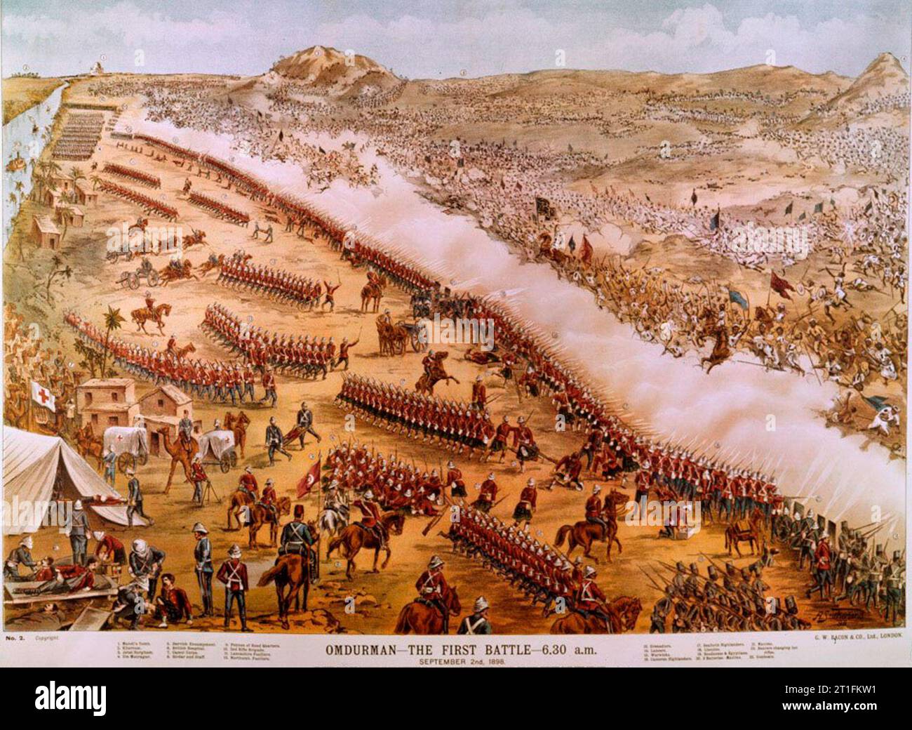 The second of four lithographs of the battle of Omdurman (2 September ...