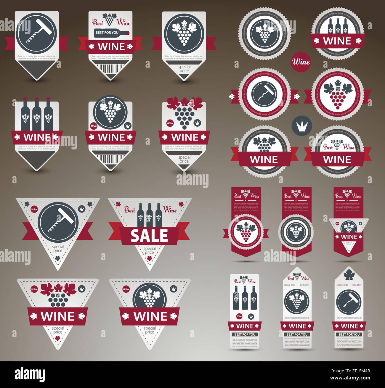 Collection of Premium Quality Wine Labels with retro vintage styled ...