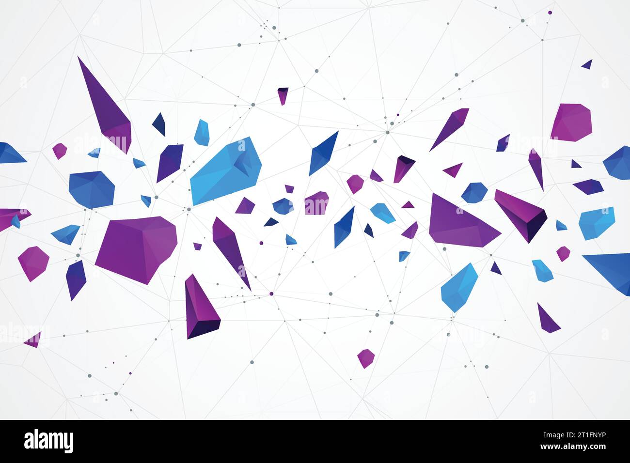 Abstract polygonal vector background with connecting dots and lines. Explode geometric shapes ...