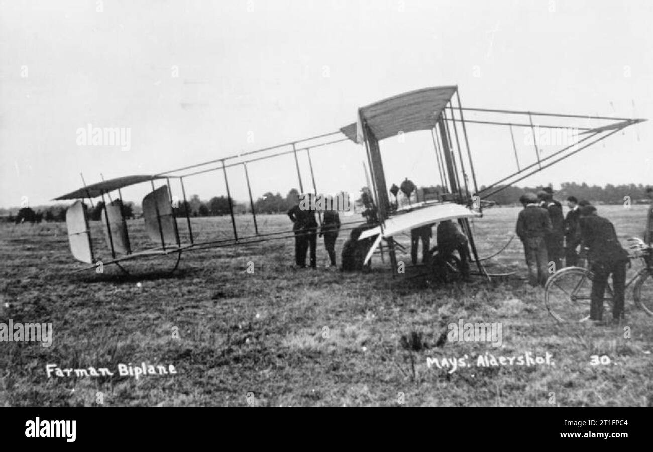 Aviation in Britain Before the First World War A Farman pusher biplane ...