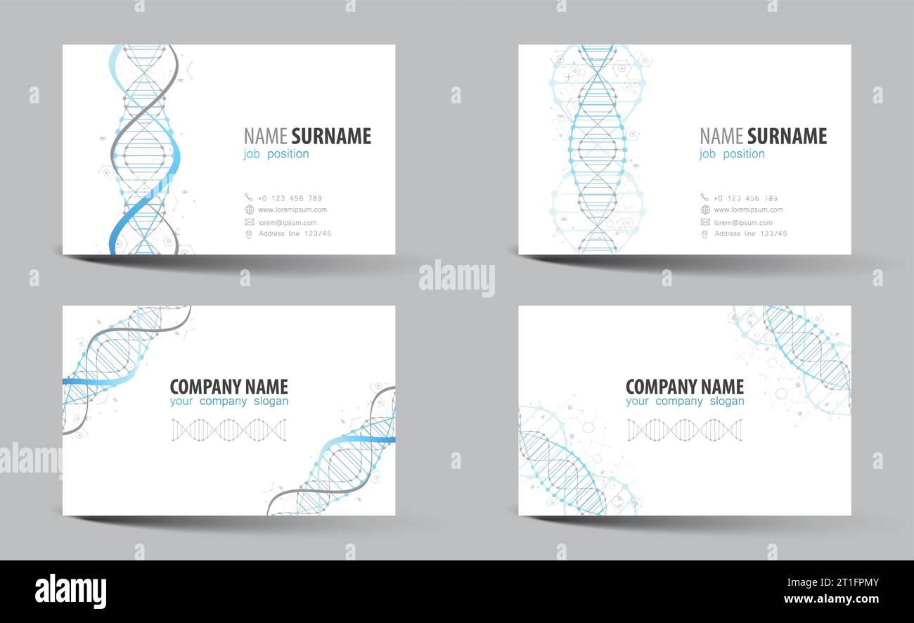 Creative double-sided business card template. DNA theme. Vector Stock ...