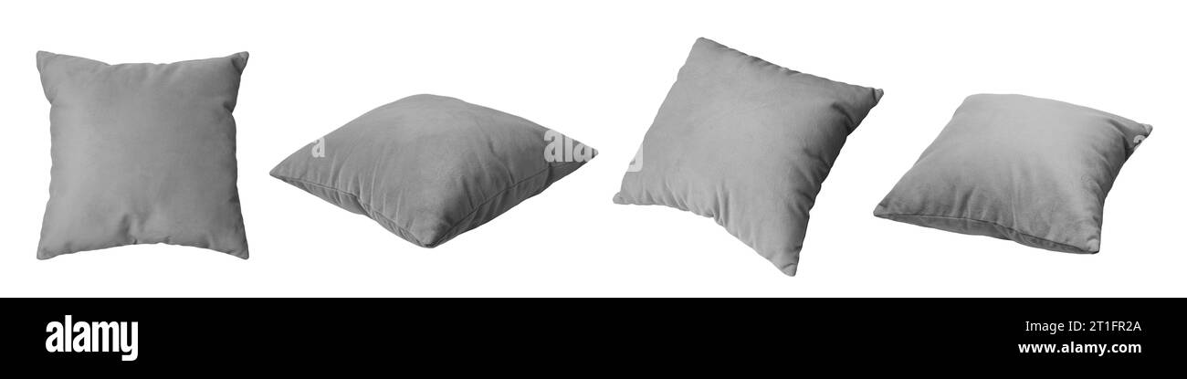 Decorative gray rectangular pillow for sleeping and resting isolated on ...