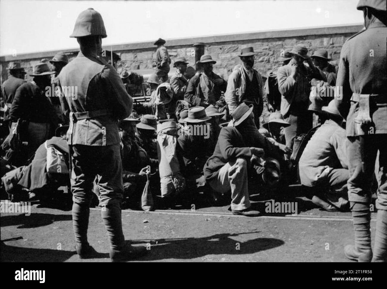 The Second Boer War, 1899-1902 Boer prisoners awaiting transportation to one of the POW camps ...