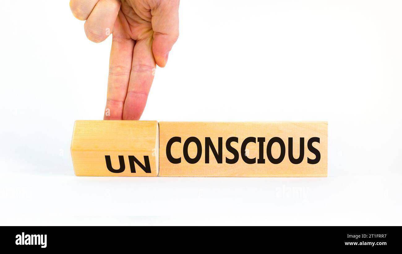 Conscious Or Unconscious Symbol Concept Words Conscious Unconscious On Wooden Blocks Beautiful 
