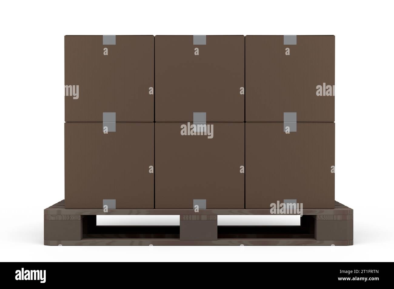 Set of wooden pallet for warehouse cargo storage with cardboard boxes ...