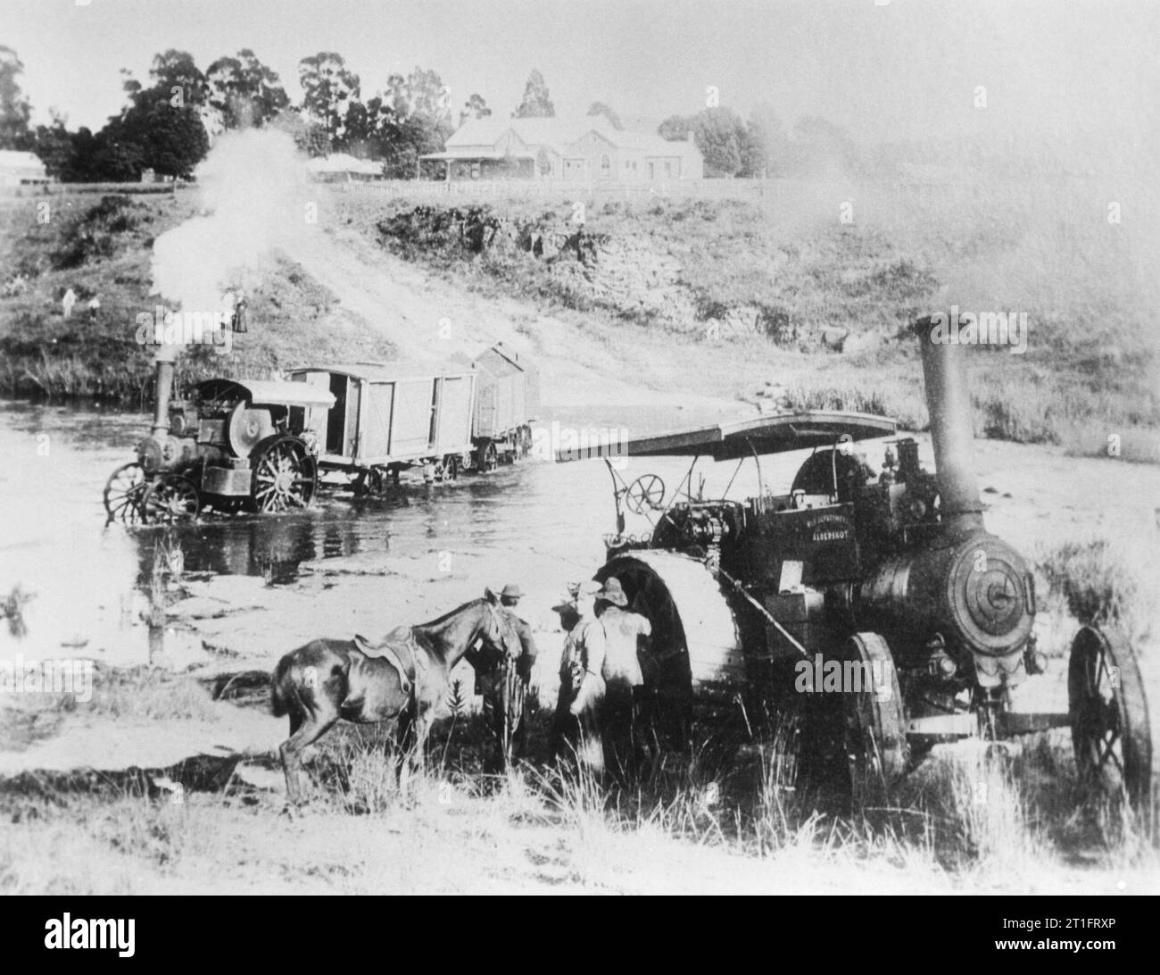 The Second Boer War, 1899-1902 'Fowler' steam traction engines crossing ...