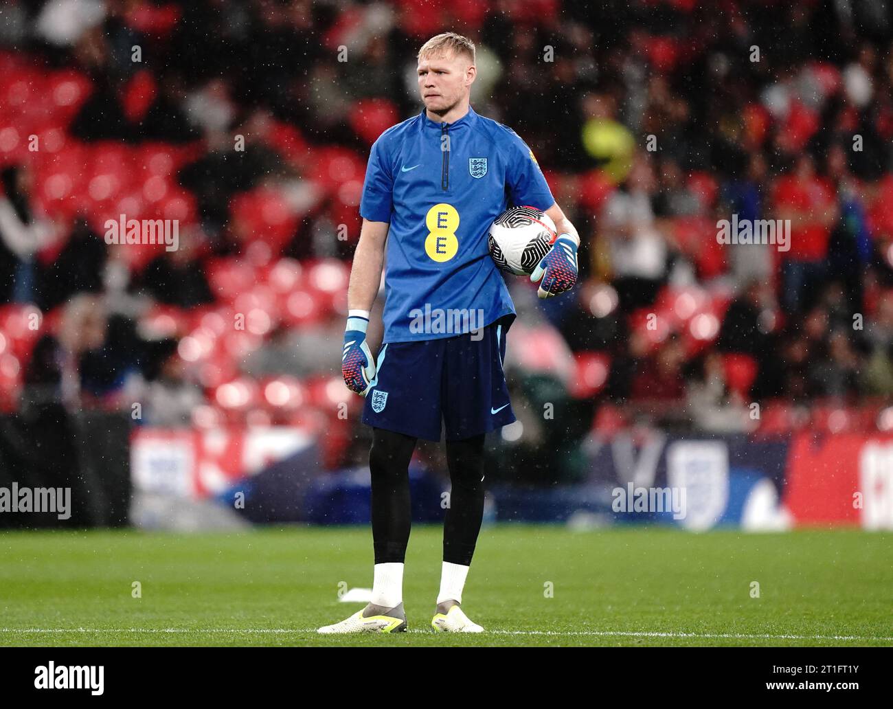 England goalkeeper Aaron Ramsdale warming up ahead of the international ...