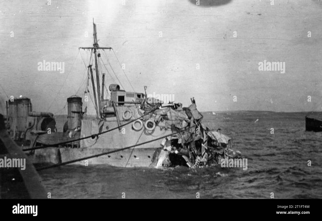 Photograph of British B class destroyer HMS ALBACORE with her bows ...
