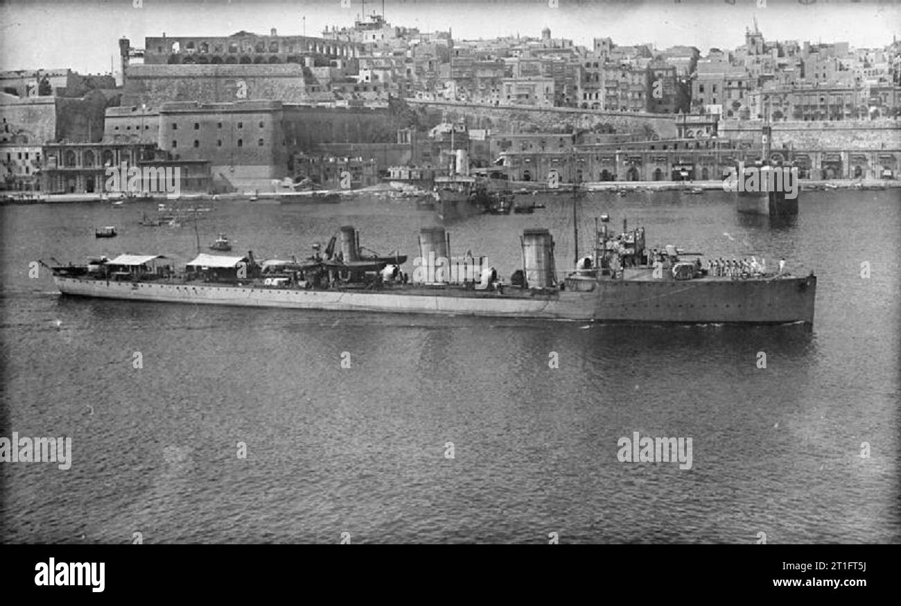 . Photograph of British Beagle class destroyer HMS Basilisk in Valletta ...