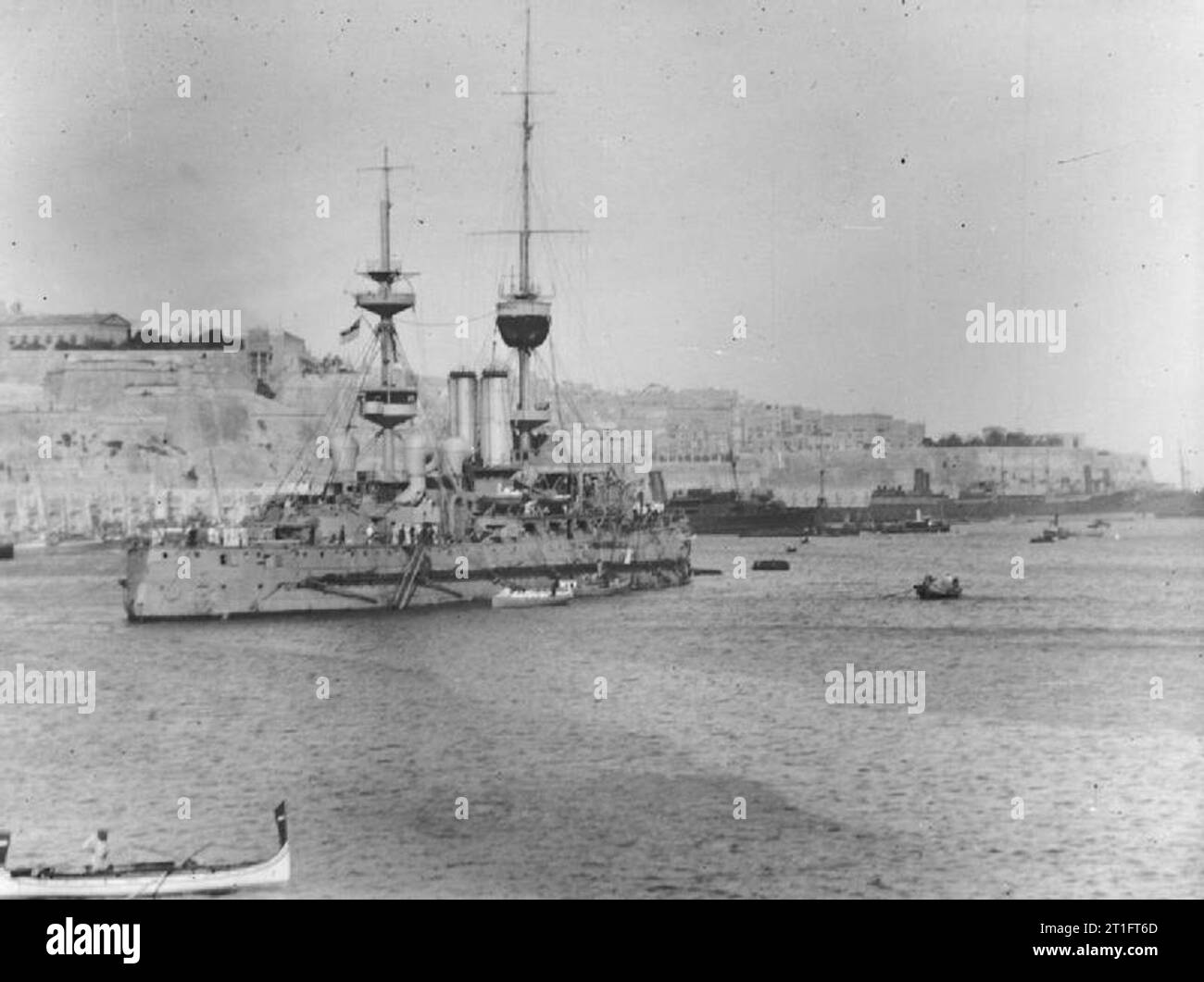 Photograph of British battleship HMS Jupiter in Grand Harbour, Valletta ...