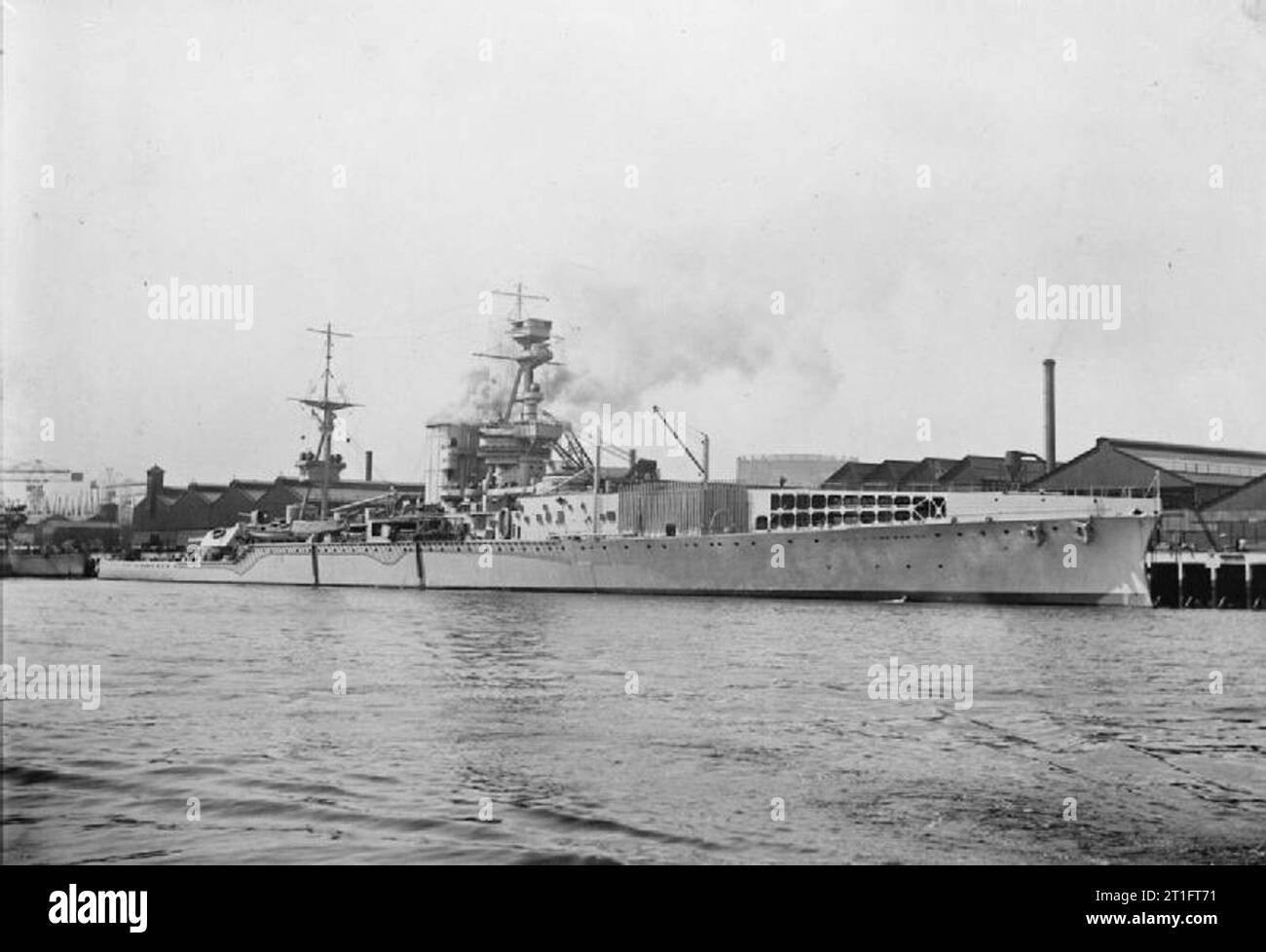 HMS Furious as originally completed in 1917 with a forward flying-off ...