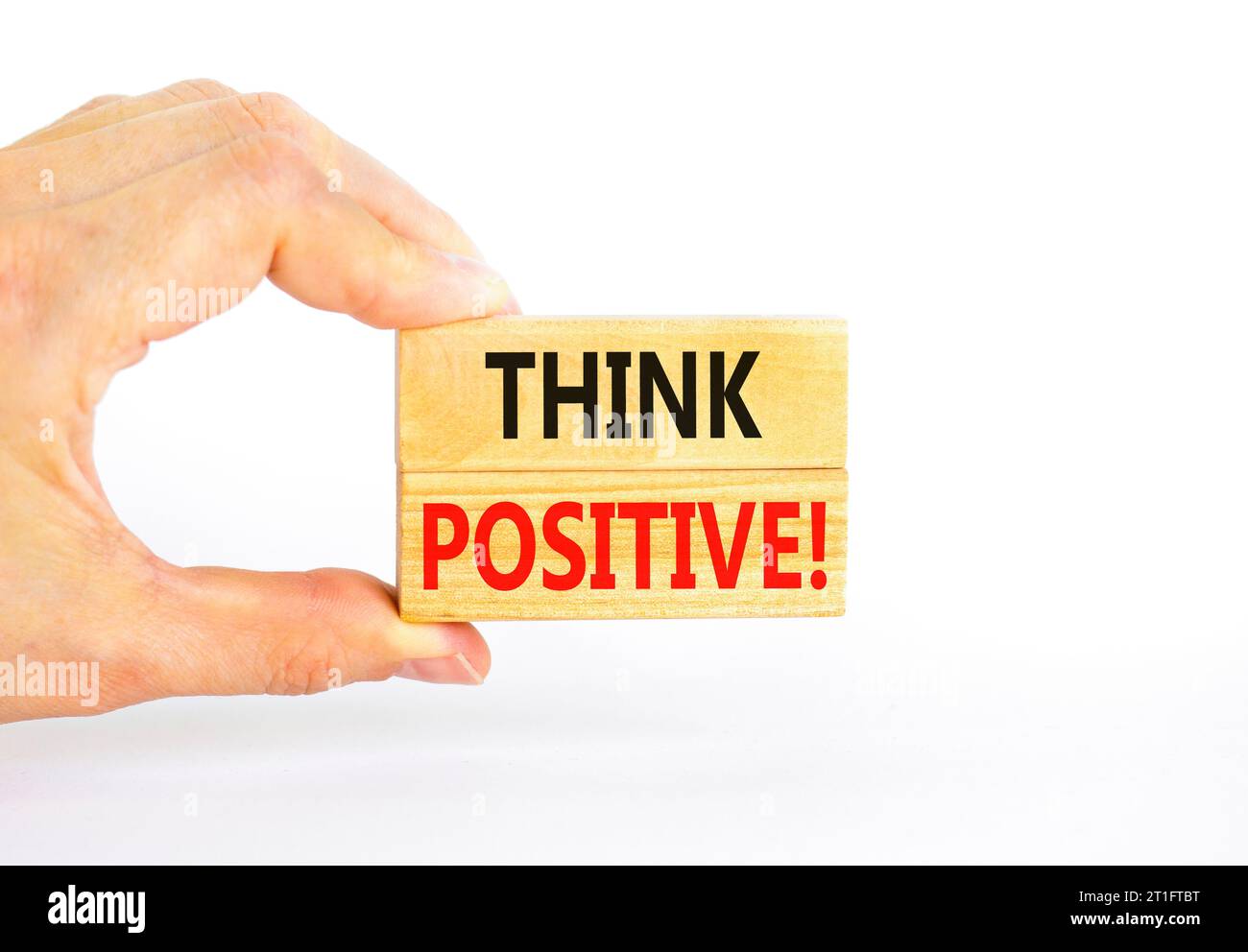 Think positive symbol. Concept words Think positive on beautiful wooden ...