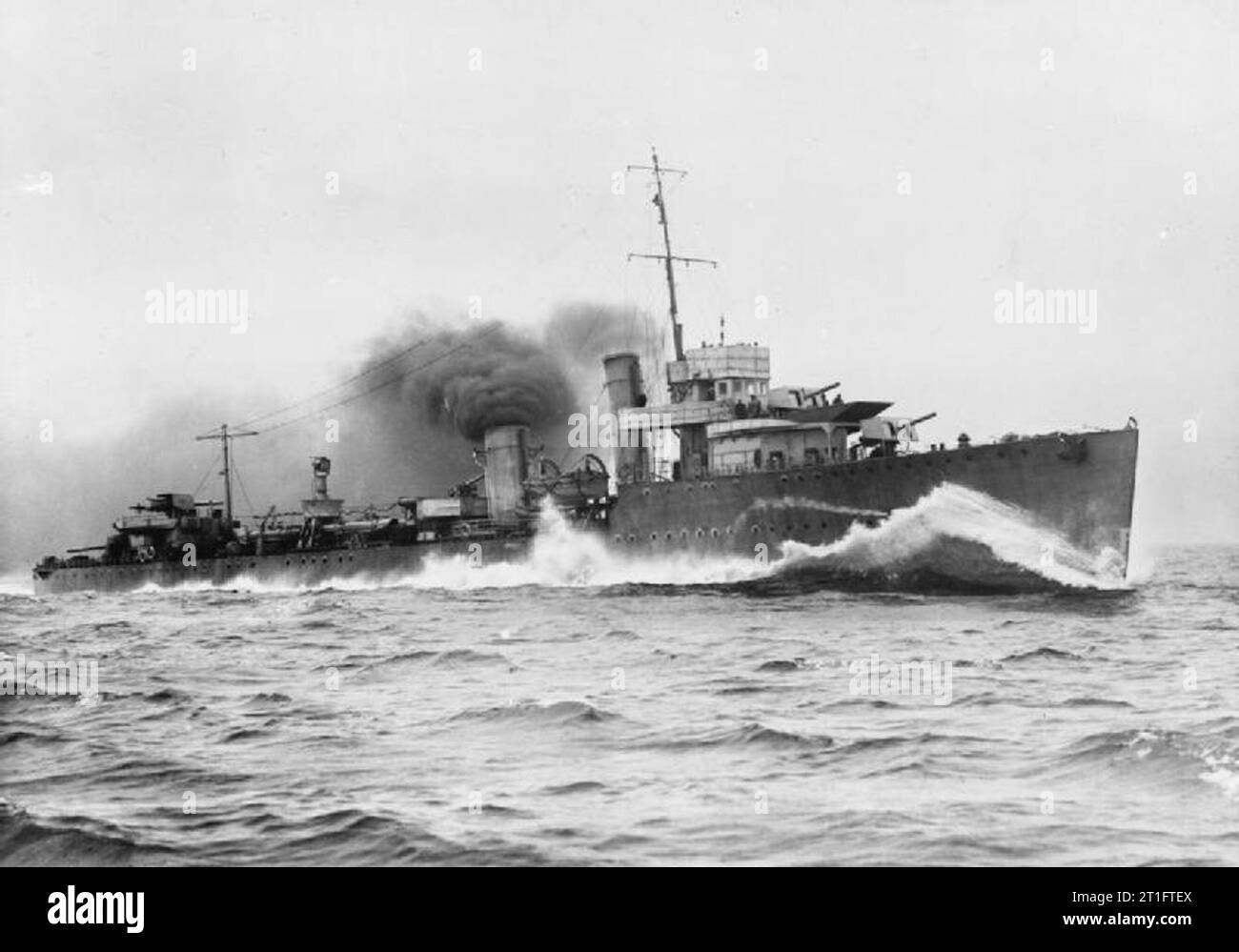 . Photograph of British V class destroyer HMS Vimiera at speed Stock ...