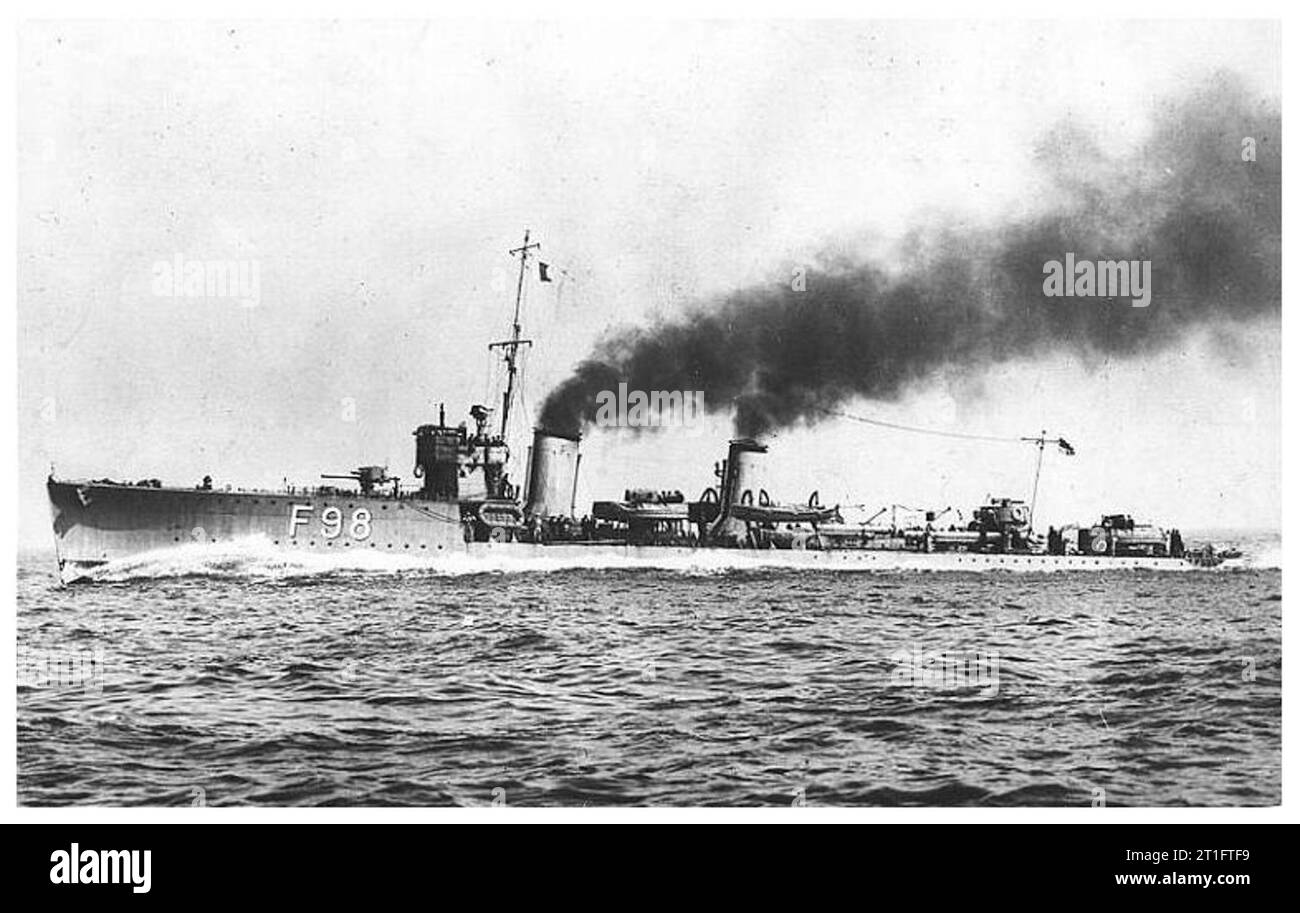 . Photograph of British Modified R class destroyer HMS Tower, during ...