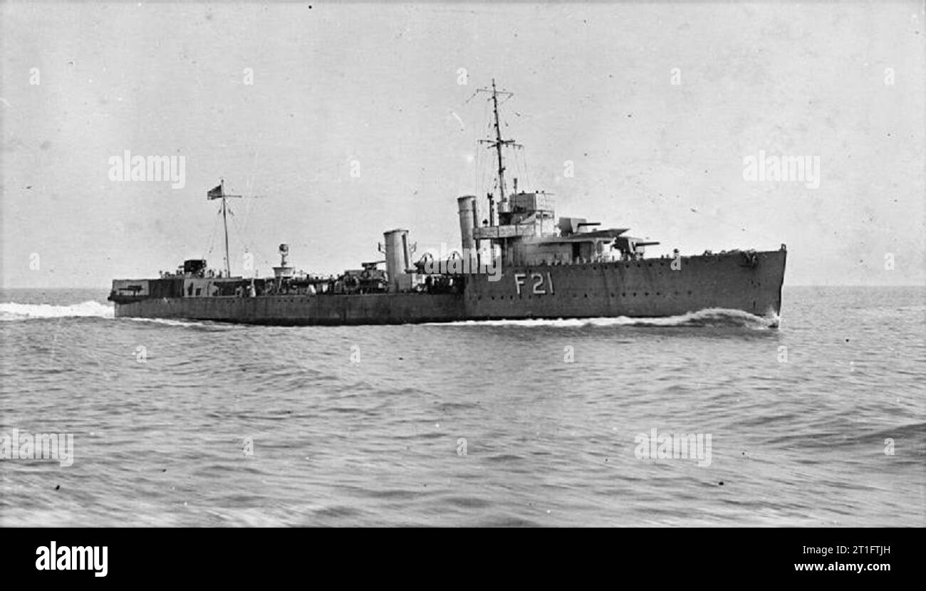. Photograph of British V class destroyer HMS VENTUROUS fitted out as a ...