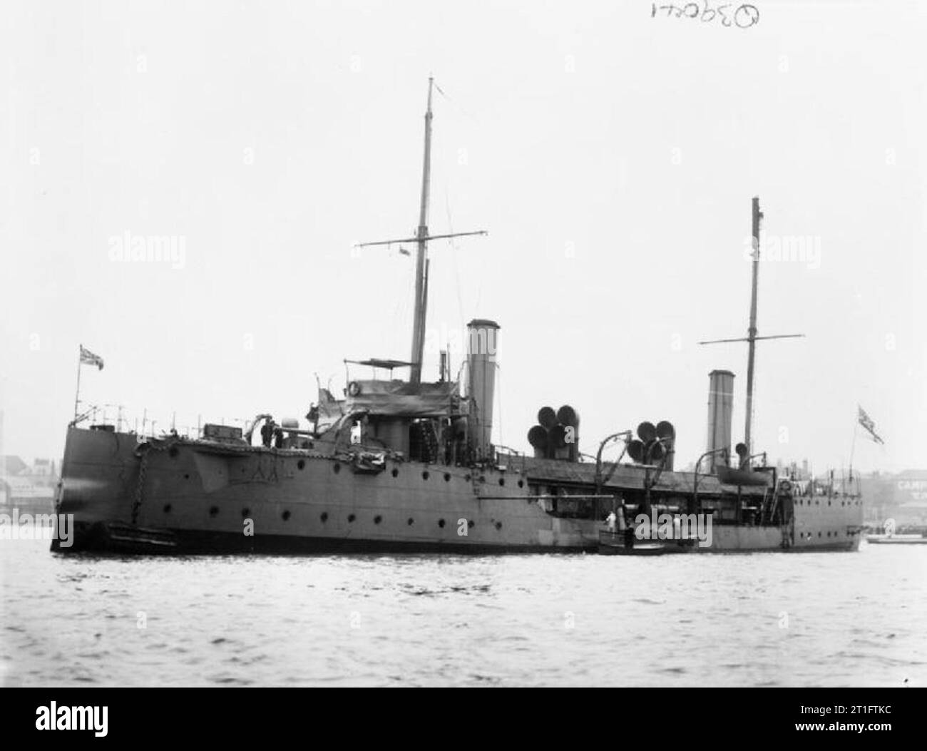 . Photograph of British submarine tender HMS Hazard, originally built ...