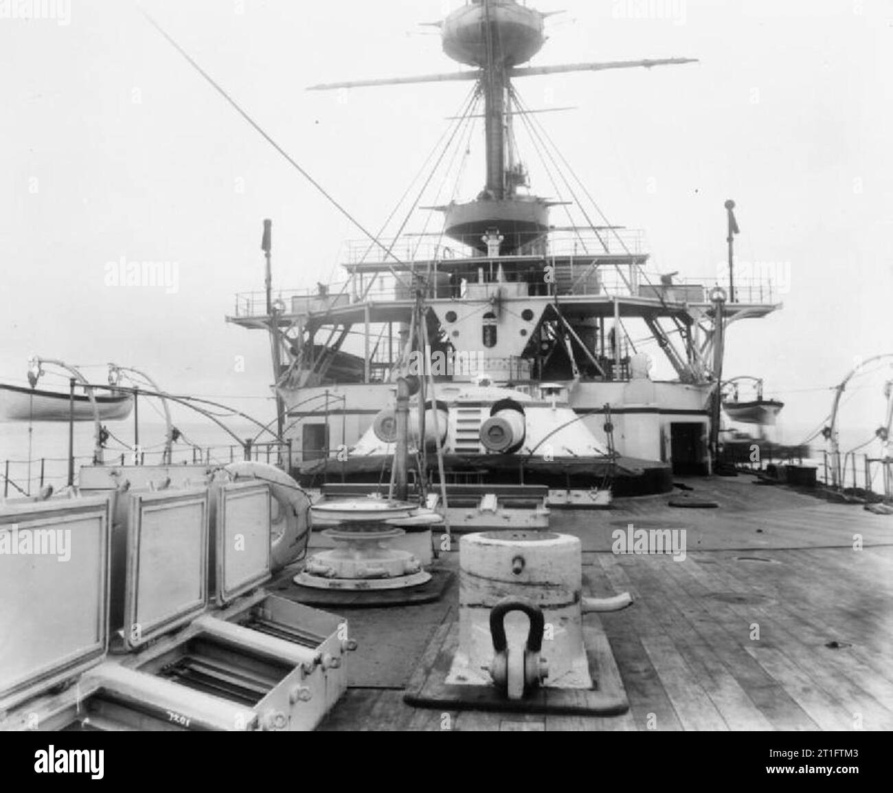 . British battleship HMS Hannibal : View of 'Y' turret (12 inch Mk VIII ...