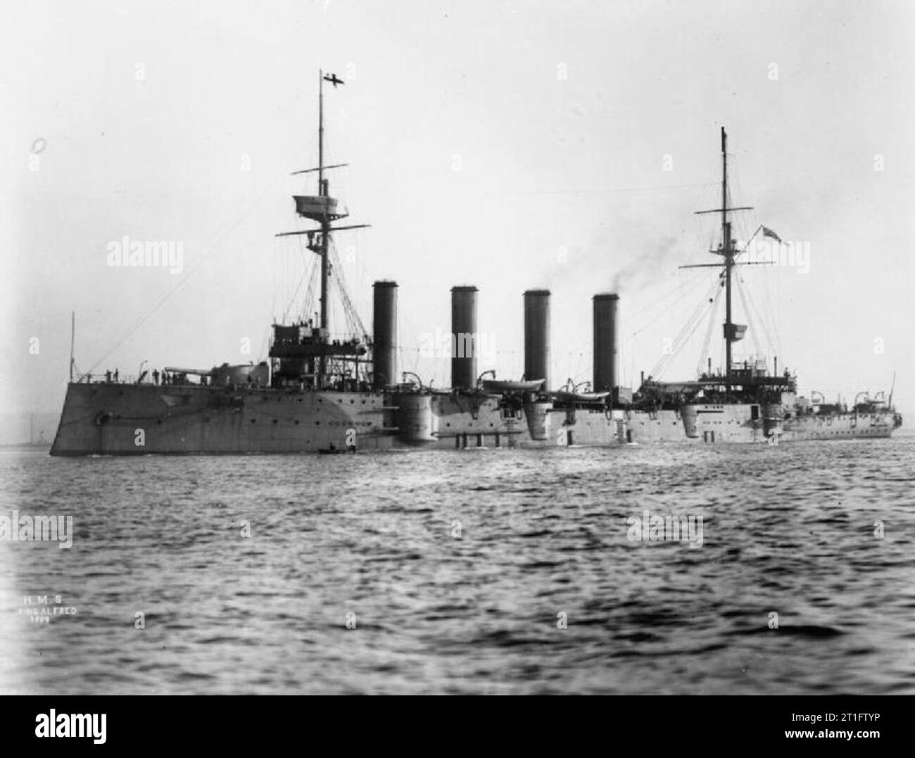 . Photograph of British Drake class armoured cruiser HMS King Alfred ...