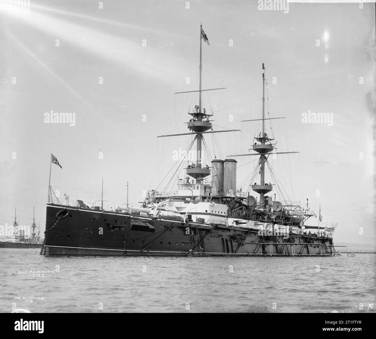 Majestic Class Battleships- HMS Magnificent HMS MAGNIFICENT at anchor ...