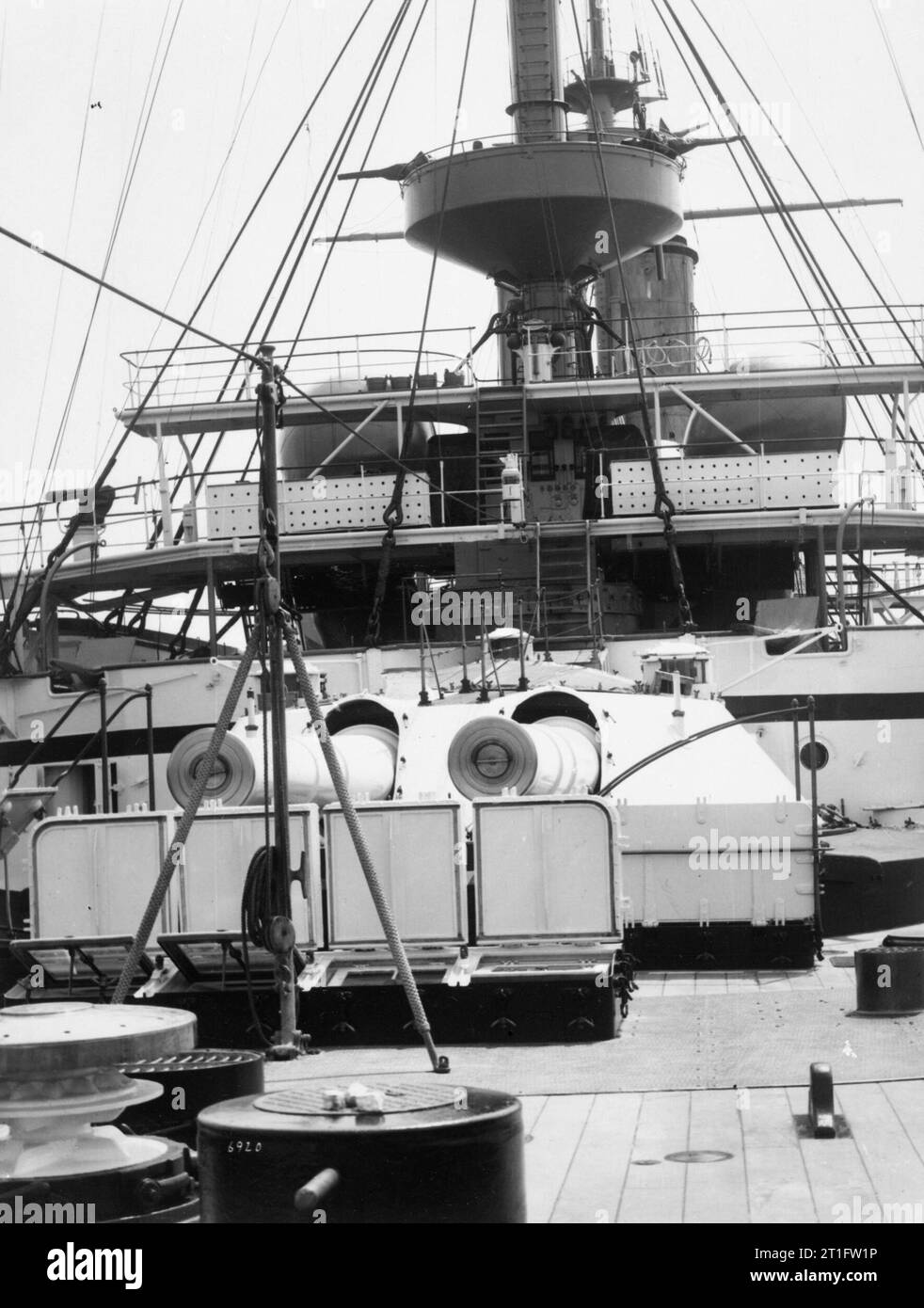 Majestic Class Battleships- HMS Mars View of 'A' turret and bridge ...