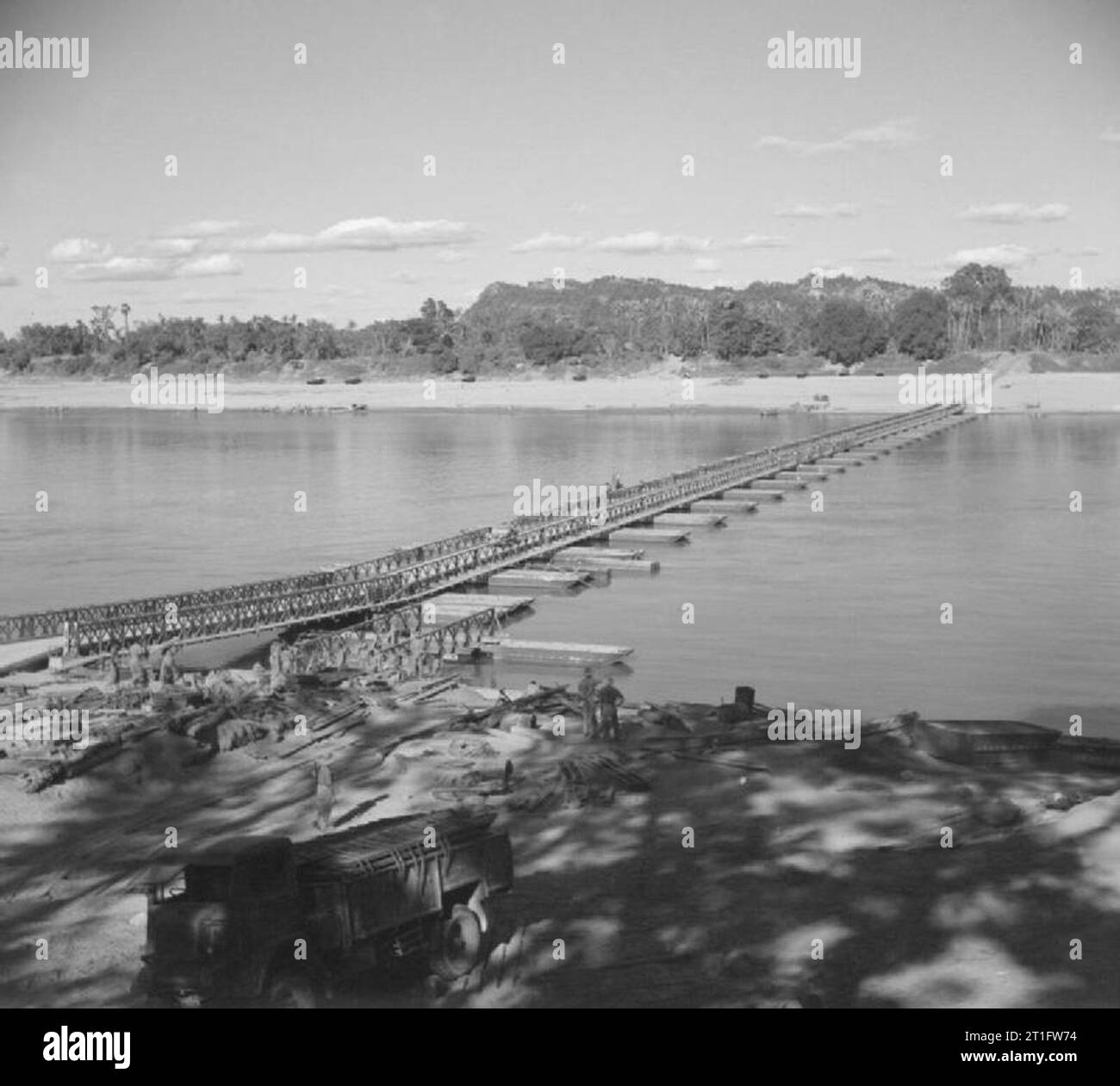 The British Army in Burma 1944 A Bailey bridge over the Chindwin River ...