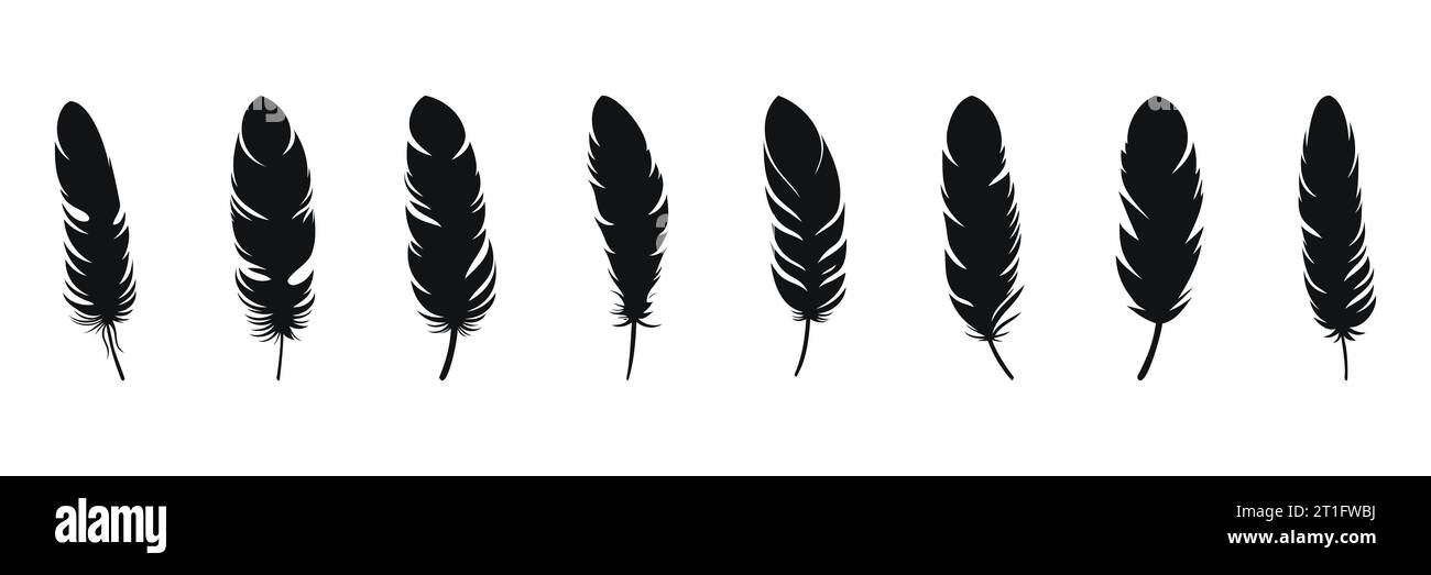 Feather Set icon, logo isolated on white background. Vector ...