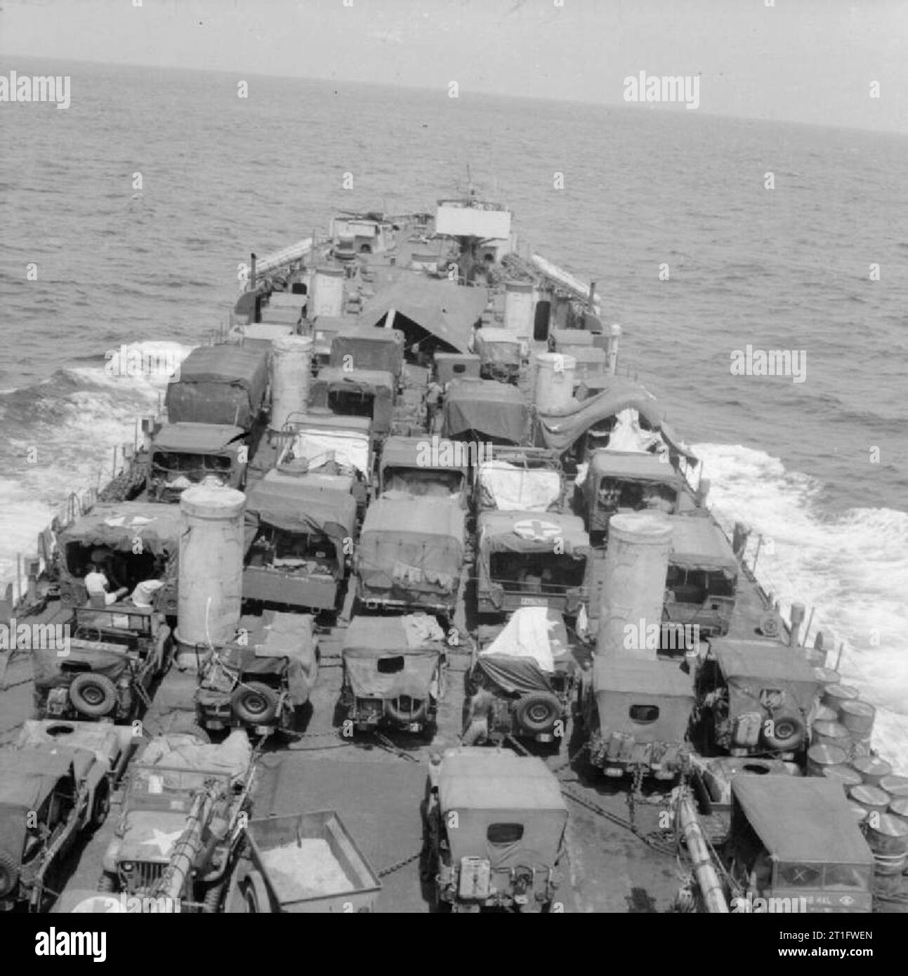 The British Reoccupation of Hong Kong, 1945 View of the vehicle deck of ...