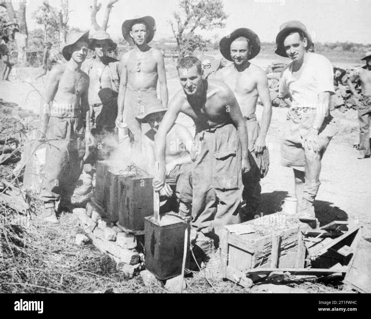 The British Army in Burma 1944 Cooks preparing food at a field kitchen ...