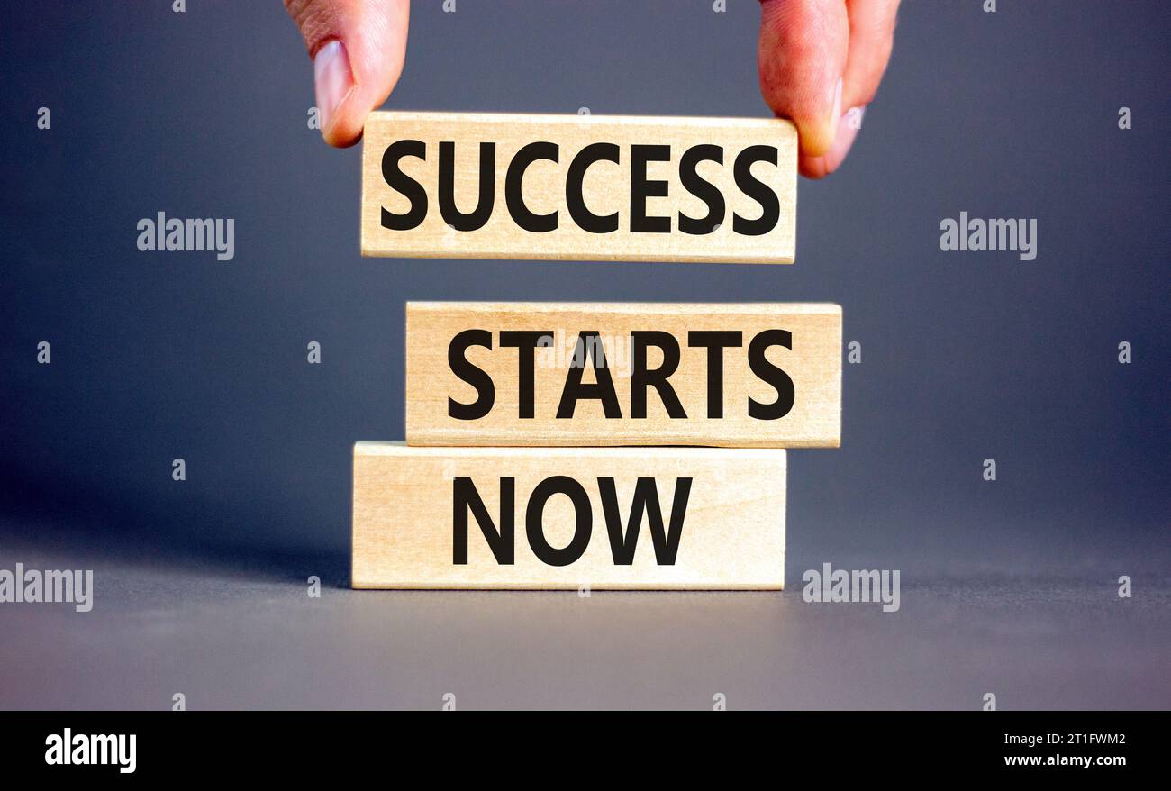 Success starts now symbol. Concept word Success starts now on beautiful ...