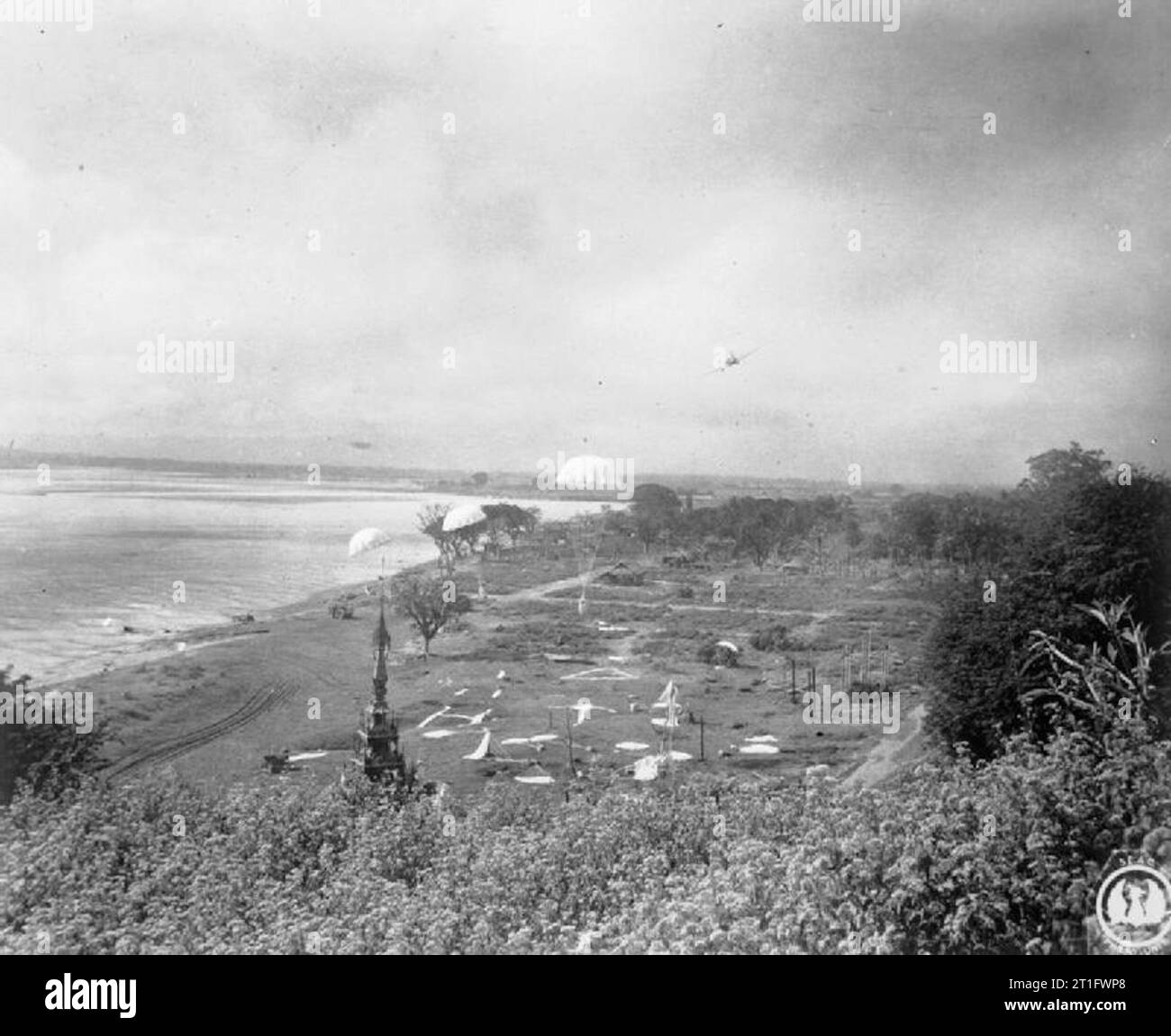 The British Army in Burma 1945 An American C-47 aircraft drops supplies ...