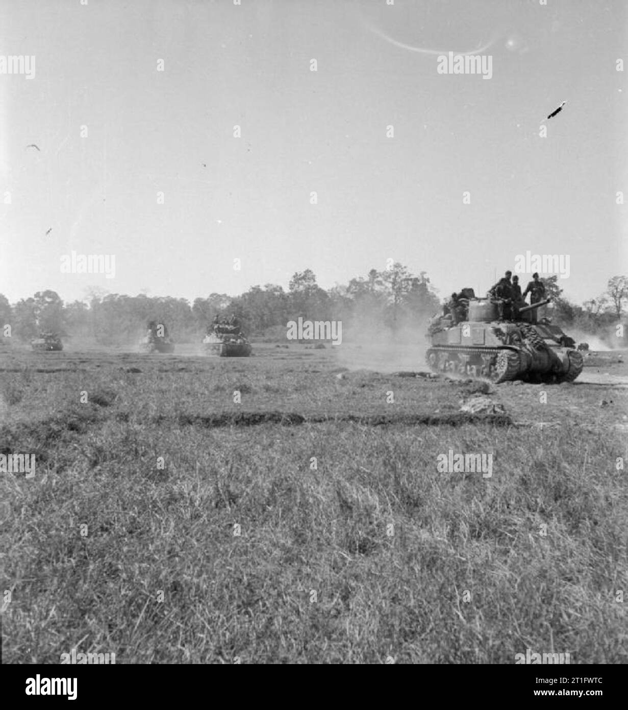 The British Army in Burma 1945 Sherman tanks moving forward to support ...