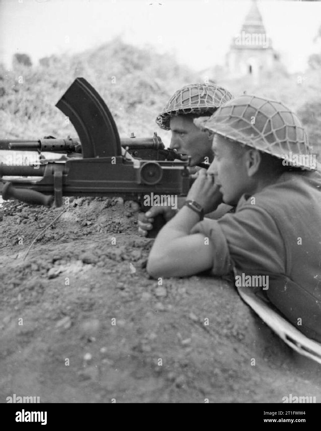 The British Army in Burma 1945 A Bren gun team in action at Ywathitgyi ...