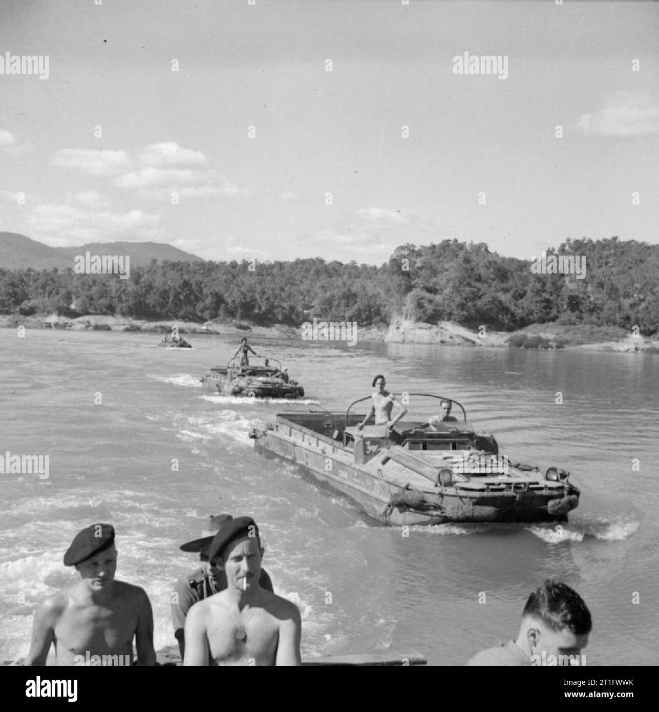 The British Army in Burma 1945 DUKWs on the Chindwin River, January 1945 Stock Photo - Alamy